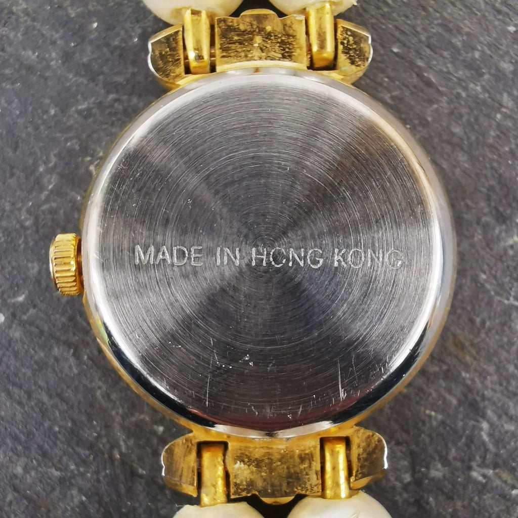 Vintage Women's Lucoral Gold Plated Quartz Watch With A Pearl Bracelet