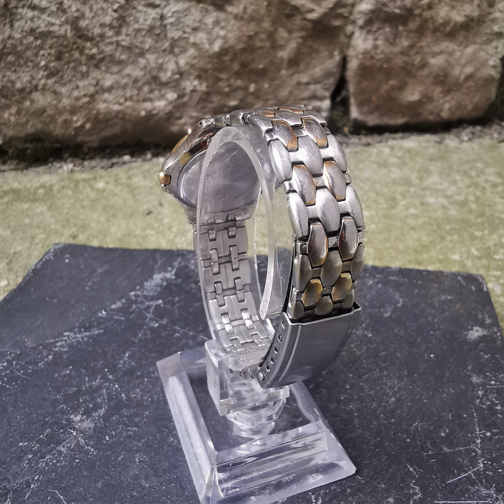Vintage HELBROS Stainless Steel Women's Quartz Watch // With Gold ...