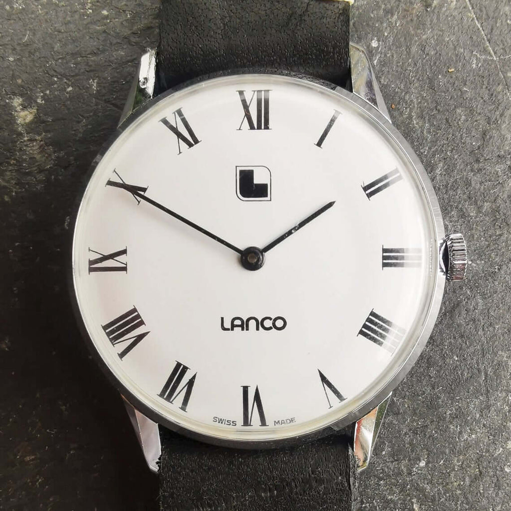 Vintage Mens Lanco Mechanical Swiss Watch with White Dial and New ...
